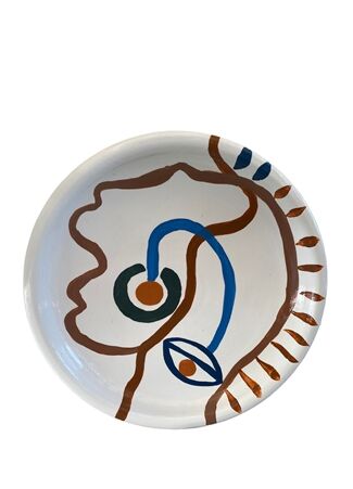 Eye Sicilia Ofellia Karışık Desenli Toprak Dekoratif Tabak Beyaz