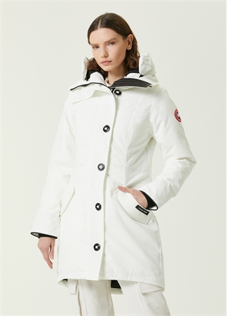 Canada Goose Kadın Rossclair Beyaz Kapüşonlu Parka XS EU Canada Goose Kadın Rossclair Beyaz Kapüşonlu Parka XS EU