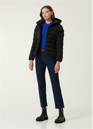 Moncler Kadın Herbe Siyah Kapüşonlu Puff Mont 0 US