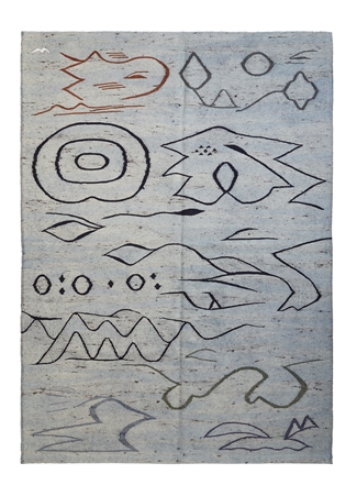 Dhoku Gri Mavi Karışık Desenli Yün Kilim Çok Renkli Dhoku Gri Mavi Karışık Desenli Yün Kilim Çok Renkli