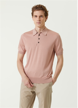 Pal Zileri Erkek Pembe Polo Yaka Kısa Kol İpek Triko 54 IT