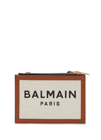 Balmain Kadın Bej Taba Logolu El Portföyü Kahverengi EU Balmain Kadın Bej Taba Logolu El Portföyü Kahverengi EU