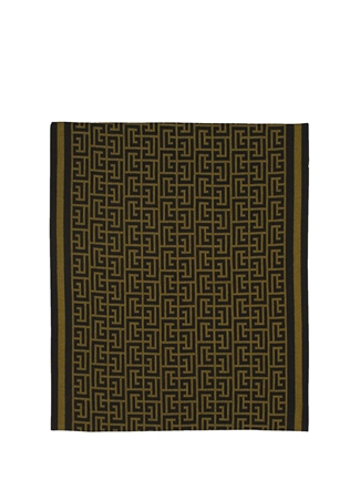 Balmain Kadın Logo Desenli Yün Atkı Siyah EU