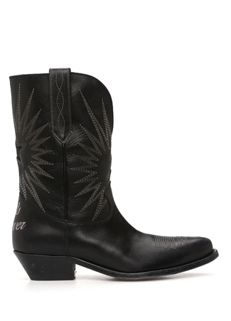 Golden Goose Kadın Siyah Dekoratif Dikiş Detaylı Deri Bot 36 EU