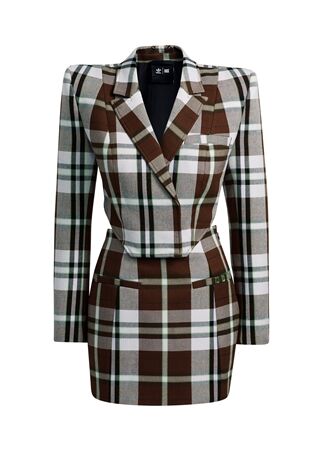 Adidas X Ivy Park Kadın Bordo Beyaz Ekose Desenli 2li Takım Altın Rengi XS EU