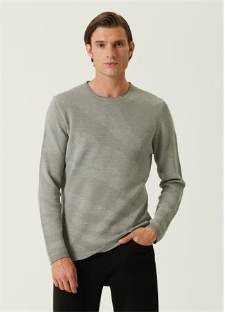 Network Erkek Slim Fit Desenli Kazak Bej L EU