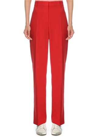 Msgm Kadın Kırmızı Bol Paça Yün Pantolon 40 IT