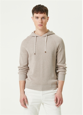 Brunello Cucinelli Erkek Bej Kapüşonlu Kazak 50 IT Brunello Cucinelli Erkek Bej Kapüşonlu Kazak 50 IT