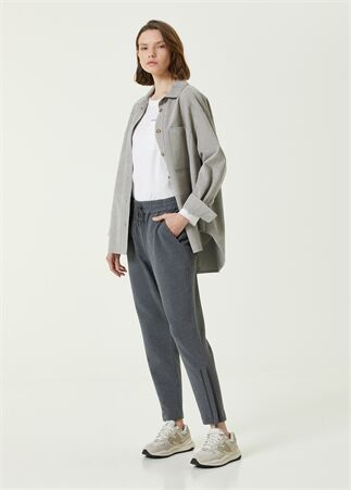 Brunello Cucinelli Kadın Antrasit Paça Detaylı Eşofman Altı Gri M EU