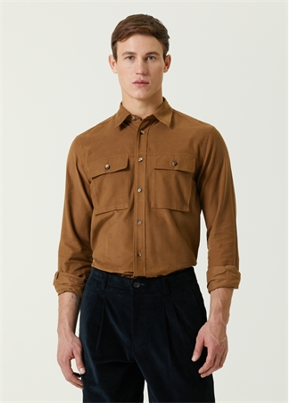 Paul Smith Erkek Taba Kadife Gömlek Turuncu M EU