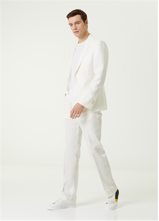 Fendi Erkek Beyaz Yüksek Bel Dar Paça Pantolon 50 IT Fendi Erkek Beyaz Yüksek Bel Dar Paça Pantolon 50 IT