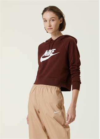 Nike Kadın NSW Essential Bordo Kapüşonlu Crop Sweatshirt S EU Nike Kadın NSW Essential Bordo Kapüşonlu Crop Sweatshirt S EU