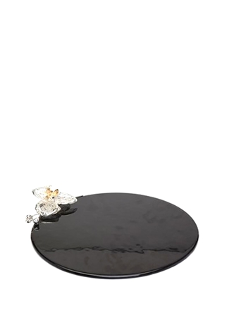 Accract Orkide Figürlü Füzyon Dekoratif Tabak Siyah