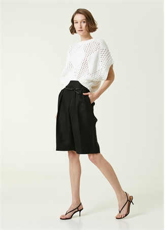 Brunello Cucinelli Kadın Siyah Yüksek Bel Kuşaklı Keten Şort 36 It Brunello Cucinelli Kadın Siyah Yüksek Bel Kuşaklı Keten Şort 36 It