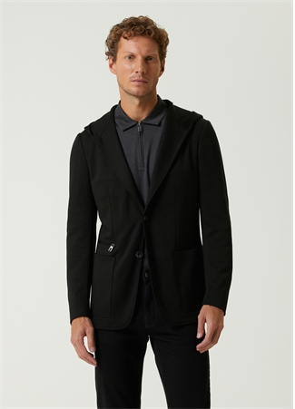 Canali Erkek Siyah Kapüşonlu Yün Ceket 48 IT Canali Erkek Siyah Kapüşonlu Yün Ceket 48 IT