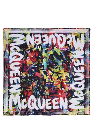Alexander Mcqueen Kadın Colorblocked Logo Baskılı İpek Şal Beyaz Eu Alexander Mcqueen Kadın Colorblocked Logo Baskılı İpek Şal Beyaz Eu