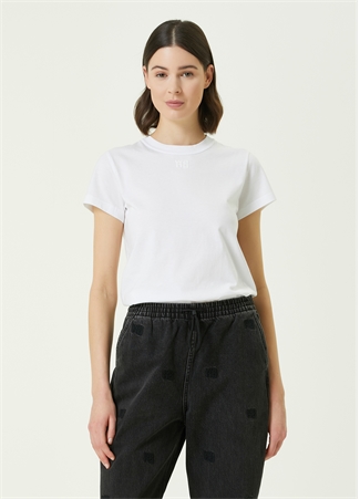 T by Alexander Wang Kadın Beyaz Bisiklet Yaka Logolu T-shirt XS EU T by Alexander Wang Kadın Beyaz Bisiklet Yaka Logolu T-shirt XS EU