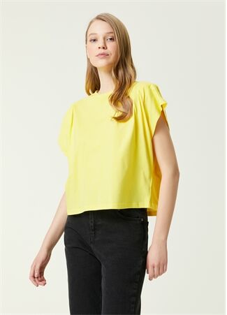 Beymen Club Kadın Sarı Bisiklet Yaka Vatkalı Crop T-shirt S