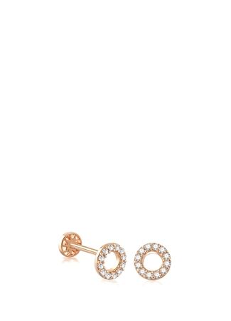 Collection-Pimiento Kadın Daire Formlu Pırlantalı Altın Rengi Tek Küpe EU Collection-Pimiento Kadın Daire Formlu Pırlantalı Altın Rengi Tek Küpe EU