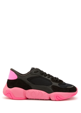 Valentino Garavani Erkek Siyah Pembe Taban Detaylı Deri Sneaker 4 EU Valentino Garavani Erkek Siyah Pembe Taban Detaylı Deri Sneaker 4 EU