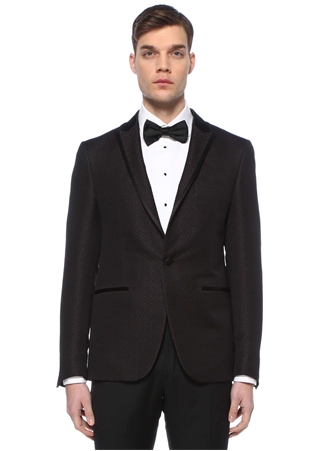 Pal Zileri Erkek Siyah Lacivert Kelebek Yaka Mikro Dokulu Ceket 48 IT