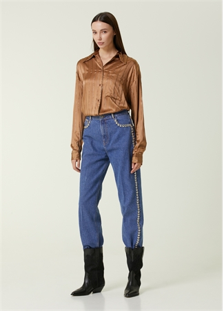 Filles a Papa Kadın Straight Fit Mavi Trok Detaylı Jean Pantolon 2 US Filles a Papa Kadın Straight Fit Mavi Trok Detaylı Jean Pantolon 2 US