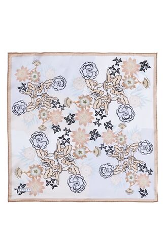 Beymen Kadın Bej Çiçek Desenli İpek Saten Fular EU Beymen Kadın Bej Çiçek Desenli İpek Saten Fular EU