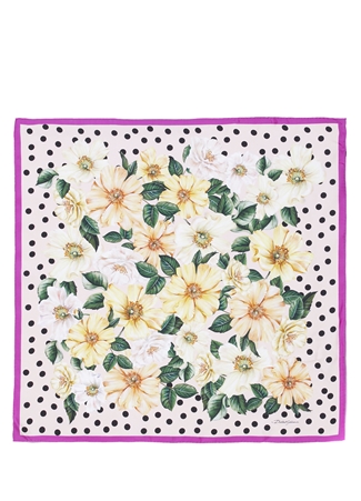 Dolce&Gabbana Kadın Pembe Puantiyeli 90x90 cm İpek Eşarp EU