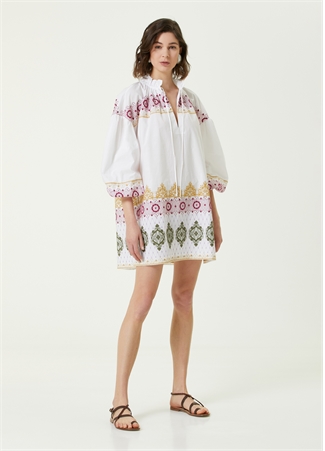 Beymen Collection Kadın Beyaz Yakası Bağcıklı Nakışlı Mini Tunik Elbise Haki 42 EU Beymen Collection Kadın Beyaz Yakası Bağcıklı Nakışlı Mini Tunik Elbise Haki 42 EU