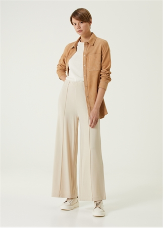 Beymen Club Kadın Ekru Nervürlü Krep Jersey Pantolon Bej S Beymen Club Kadın Ekru Nervürlü Krep Jersey Pantolon Bej S