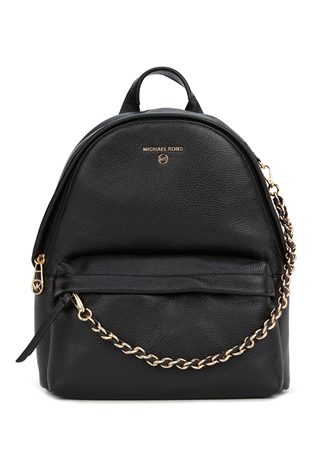 Michael Kors Kadın Siyah Logolu Deri Sırt Çantası EU