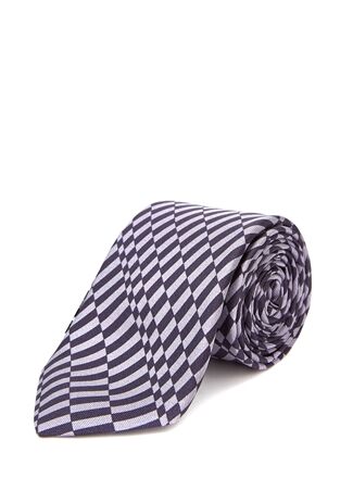 Pal Zileri Erkek Mor Geometrik Desenli İpek Kravat EU