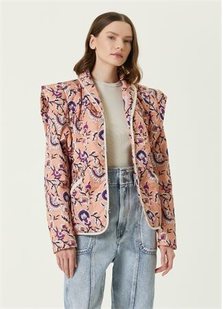 Isabel Marant Kadın Janissae Somon Çiçekli Puff Ceket 36 FR Isabel Marant Kadın Janissae Somon Çiçekli Puff Ceket 36 FR
