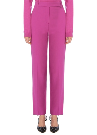 Valentino Kadın Şeftali Yüksek Bel Boru Paça Pantolon Pembe 42 IT