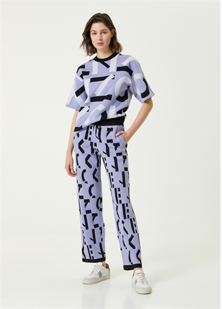 Kenzo Kadın Lila Siyah Logo Jakarlı Triko Pantolon Mor S EU Kenzo Kadın Lila Siyah Logo Jakarlı Triko Pantolon Mor S EU