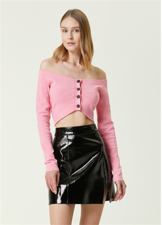 Philosophy di Lorenzo Serafini Kadın Pembe Düşük Omuzlu Crop Hırka 42 IT