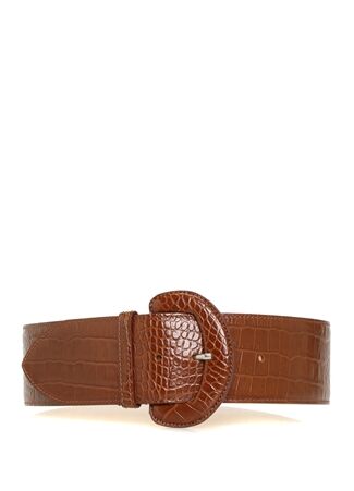 Faraway Kadın Demi Kahverengi Krokodil Dokulu Deri Kemer XS EU