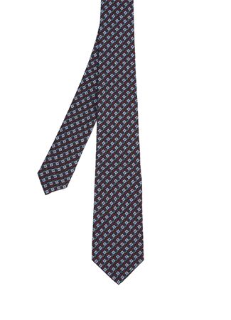 Pal Zileri Erkek Colorblocked Logo Desenli İpek Kravat Lacivert EU