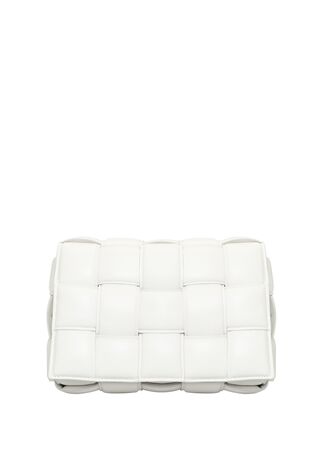 Bottega Veneta Kadın Cassette Beyaz Dokulu Deri Omuz Çantası EU