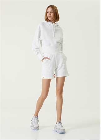 Schmart Kadın Beyaz Kapüşonlu Cropped Sweatshirt L EU Schmart Kadın Beyaz Kapüşonlu Cropped Sweatshirt L EU