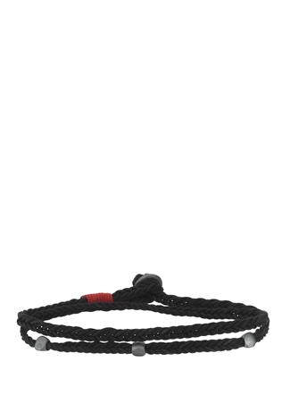 Brace İstanbul Erkek Boncuk Detaylı Gümüş Rengi Bileklik Bordo EU