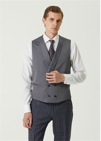 Palzileri Lab Erkek Mav Şal Yaka Dokulu İpek Yelek Mavi 50 IT