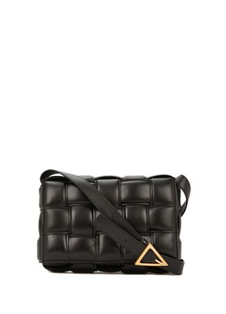 Bottega Veneta Kadın Siyah Örgü Dokulu Deri Omuz Çantası EU