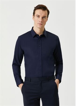 Network Erkek Slim Fit Lacivert Gömlek 38 EU