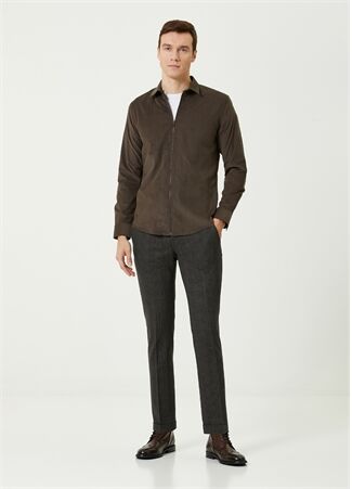 Network Erkek Slim Fit Kahverengi Pantolon 48-6N EU