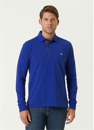 Etro Erkek Mavi Polo Yaka Sweatshirt S EU