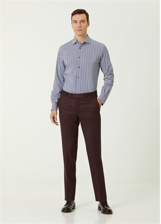 Pal Zileri Erkek Bordo Dar Paça Yün Pantolon 48 IT