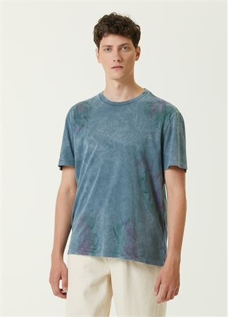 Allsaints Erkek Colten Mavi Batik Desenli T-shirt S EU Allsaints Erkek Colten Mavi Batik Desenli T-shirt S EU