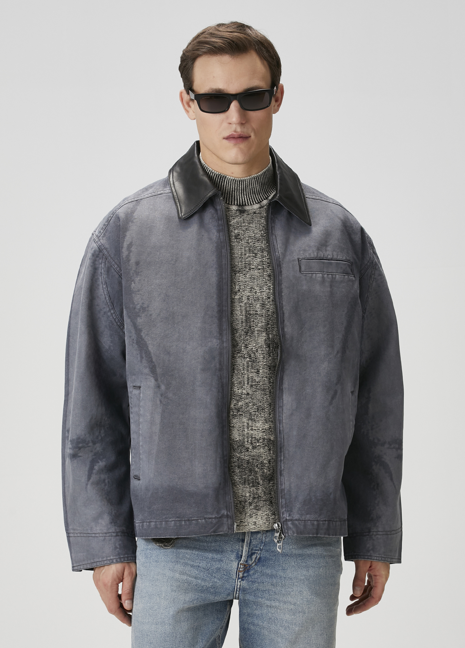 Gray Diesel Gray Men Grey Collar Garni Detailed Coat 1815527 | Beymen