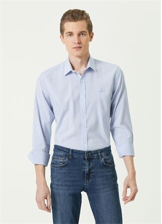 Beymen Club Erkek Slim Fit Mavi Çizgi Desenli Gömlek S EU